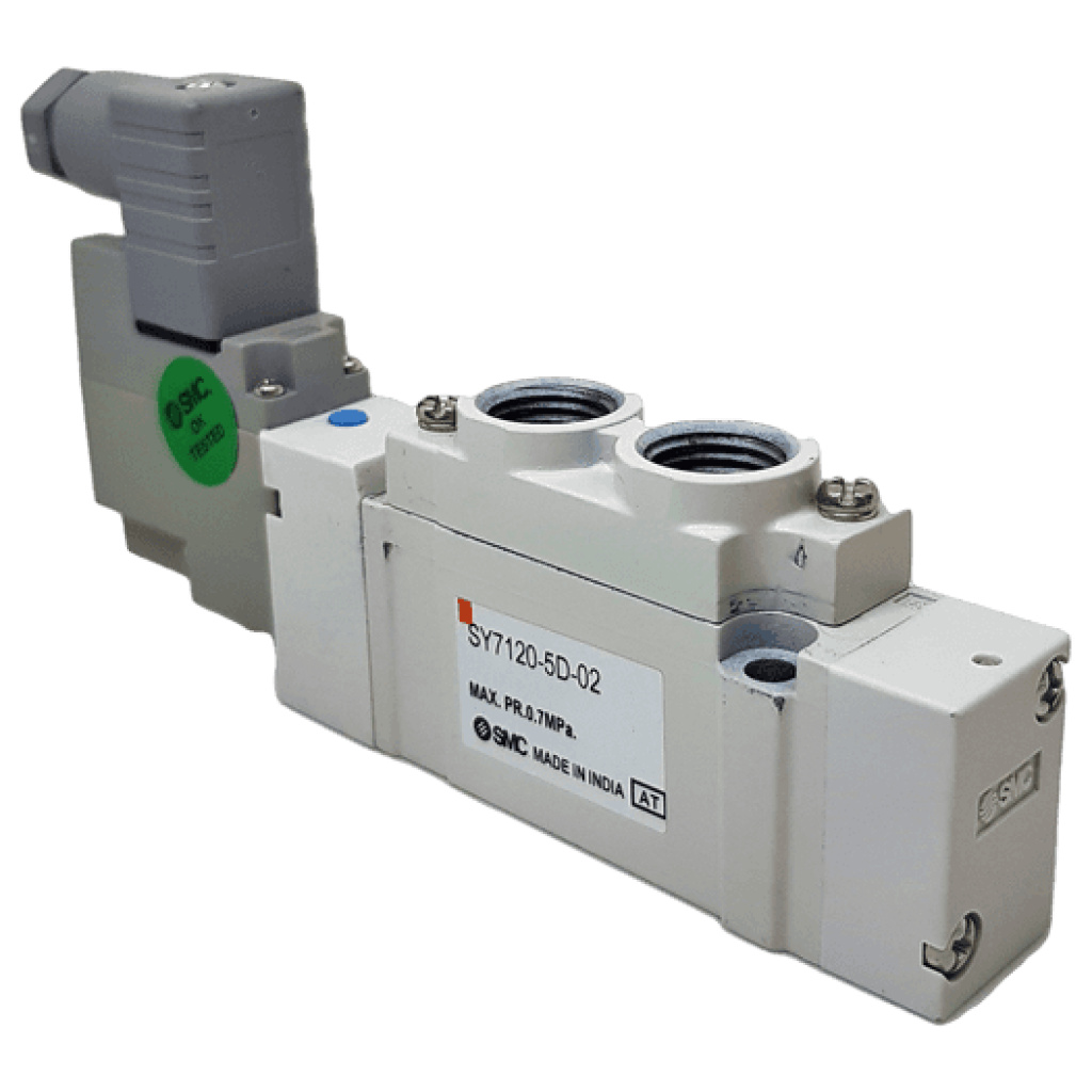 SMC SY7120-5D-02 Pneumatic Single Solenoid Valve 1/4″x5/2 Way 24V DC ...